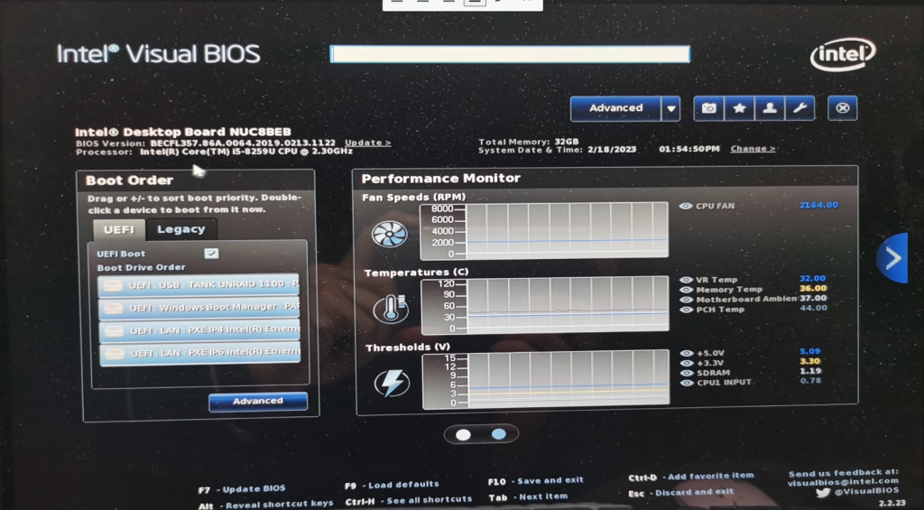 英特尔NUC 启动顺序设置 – 米多贝克&米多网络工程