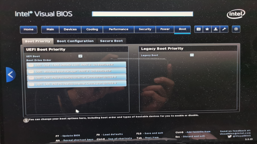 英特尔NUC 启动顺序设置 – 米多贝克&米多网络工程
